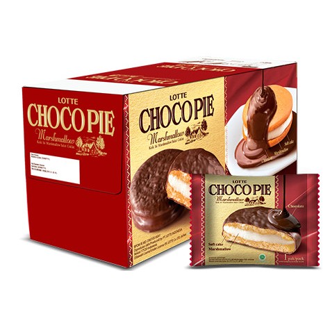 Jual [Perbox isi 12] Lotte Choco Pie Marshmallow Chocolate / Strawberry ...