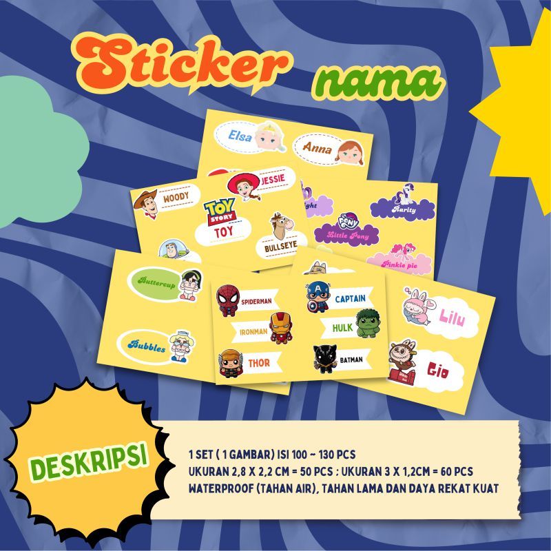 Jual 90 - 130Pcs Sticker Label Nama Anak / Label Nama Anak Stcker ...
