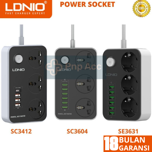 Jual LDNIO Colokan Listrik Power Socket SC3412 SC3604 SE3631 Stop Kontak Fast Charging 3 Socket ...