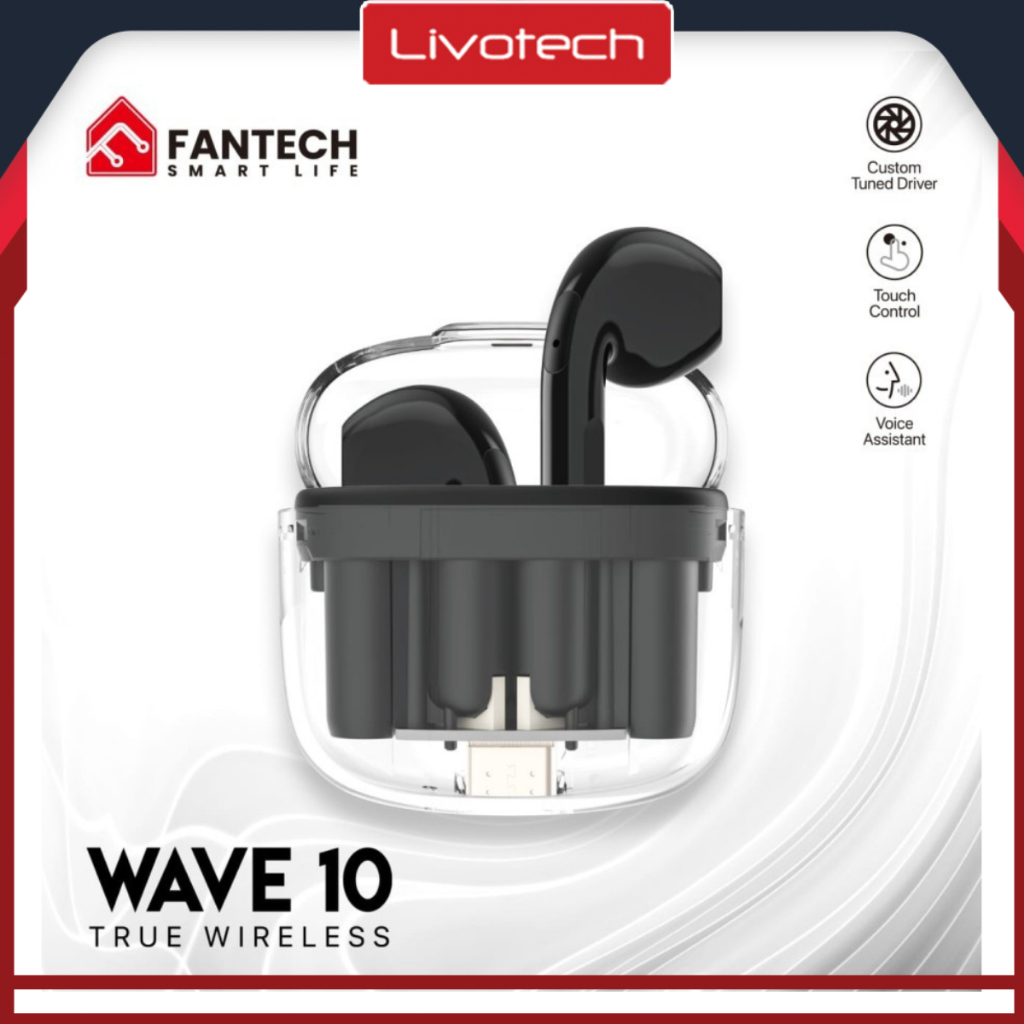 Jual FANTECH TWS EARPHONE TW10 WAVE 10 ORIGINAL - BLACK | Shopee Indonesia