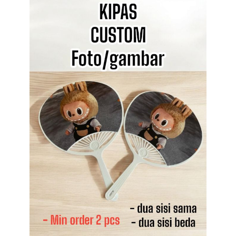 Jual kipas kerang custom/free design/ kipas uchiwa/ gambar 2 sisi ...