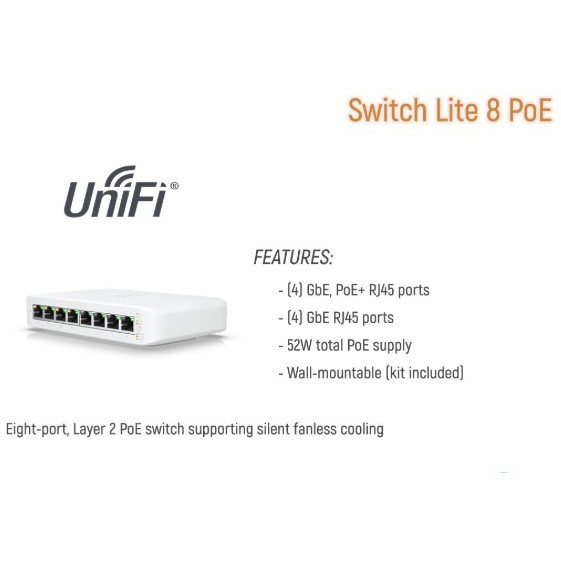 Jual Ubiquiti Network UBNT UniFi Switch 8 Lite PoE Port (USW-8-Lite-POE ...