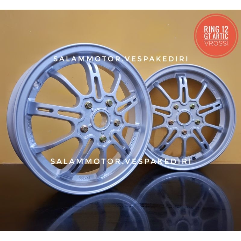 Jual Velg Vespa ring 12 Vrossi GT silver ARTIC Tubeless FRONT + FRONT ...