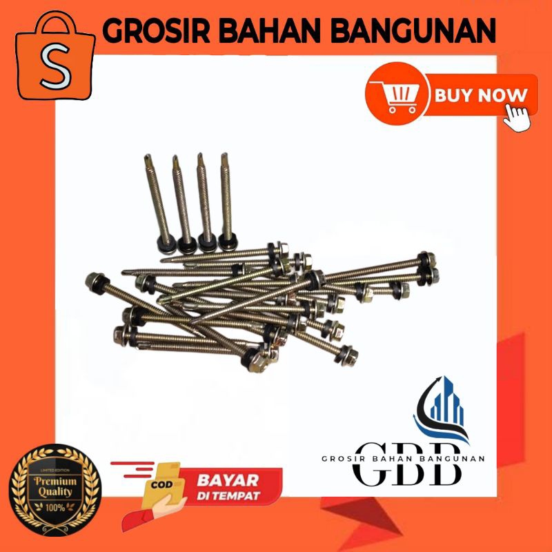 Jual Baut Roofing Atap Spandek AKS 5cm ( PER 50 PCS ) | Shopee Indonesia