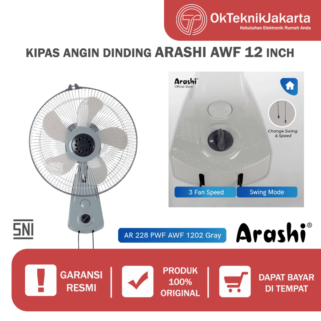 Jual [COD READY] ARASHI WALL FAN / WALL FAN / KIPAS ANGIN DINDING ...