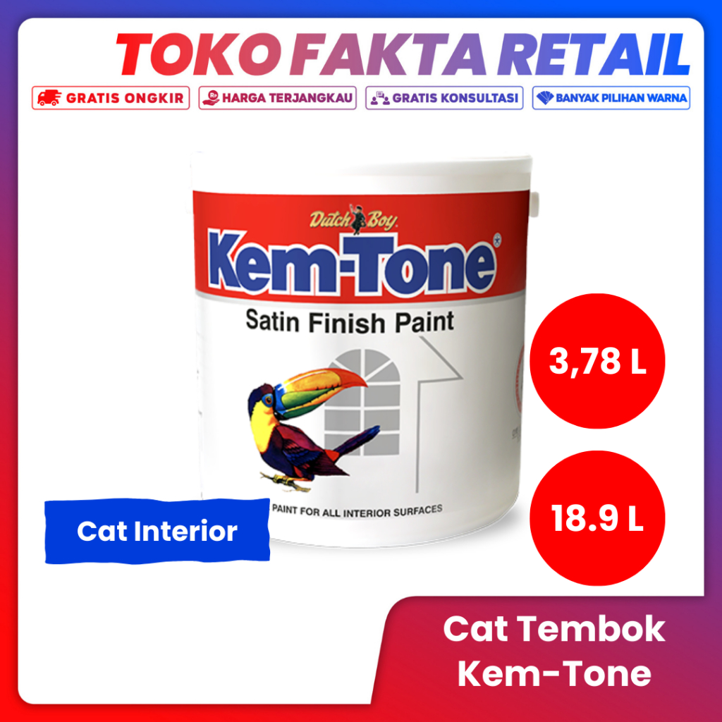 Jual Cat Interior KemTone Satin Premium Warna Putih dan Warna Tinting ...