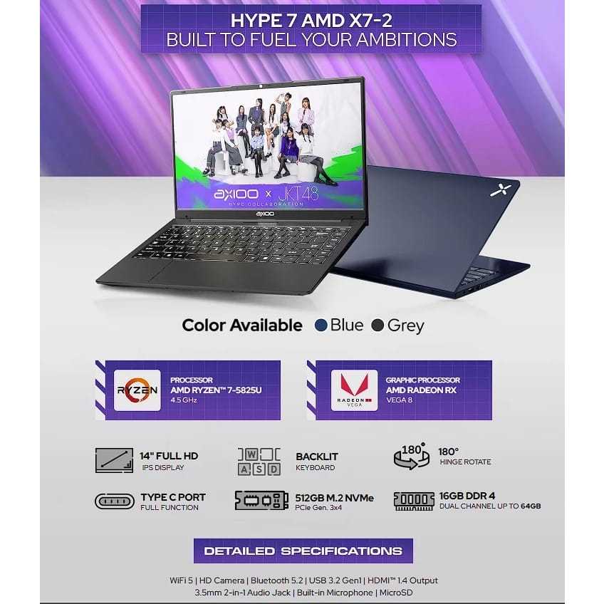 Jual LAPTOP AXIOO HYPE 7 AMD X7 RYZEN 7-5825 16GB 512GB W11 14" FHD IPS ...