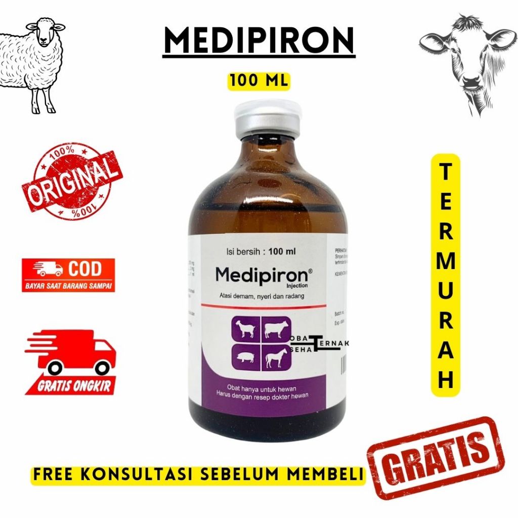 Jual MEDIPIRON Inj. 100 ml - Obat Demam, Nyeri, Radang Sapi, Kambing ...