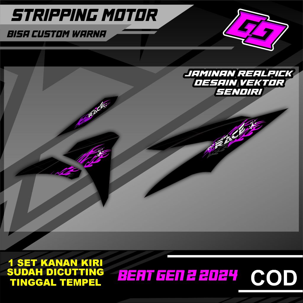 Jual STRIPPING HONDA BEAT GEN 2 2024 LIVERY RACE API UNGU | Shopee ...