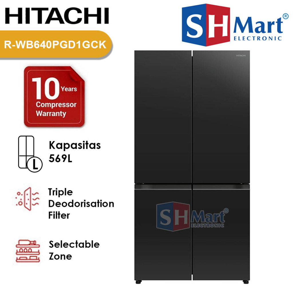 Jual KULKAS SIDE BY SIDE 4 PINTU HITACHI KAPASITAS 569 LITER R-WB640PGD1GCK INVERTER GARANSI ...