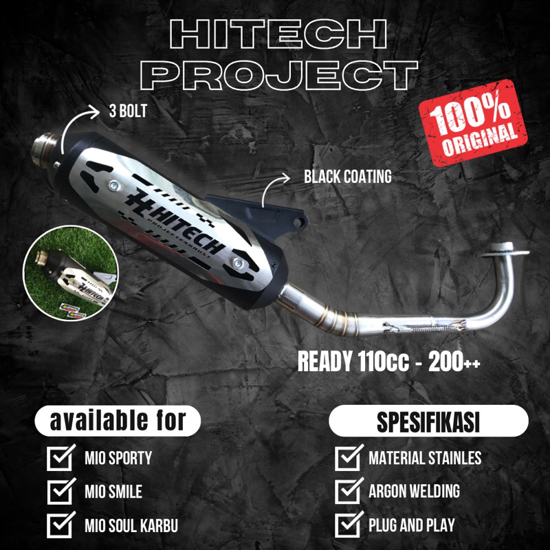 Jual knalpot mio standart racing original hitech project inlet 38mm pnp ...