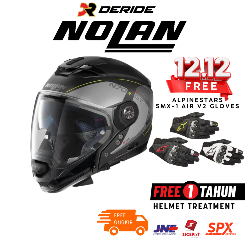 Jual Nolan N70.2 GT Lakota N-Com 036 Flat Black Helm Modular Crossover ...