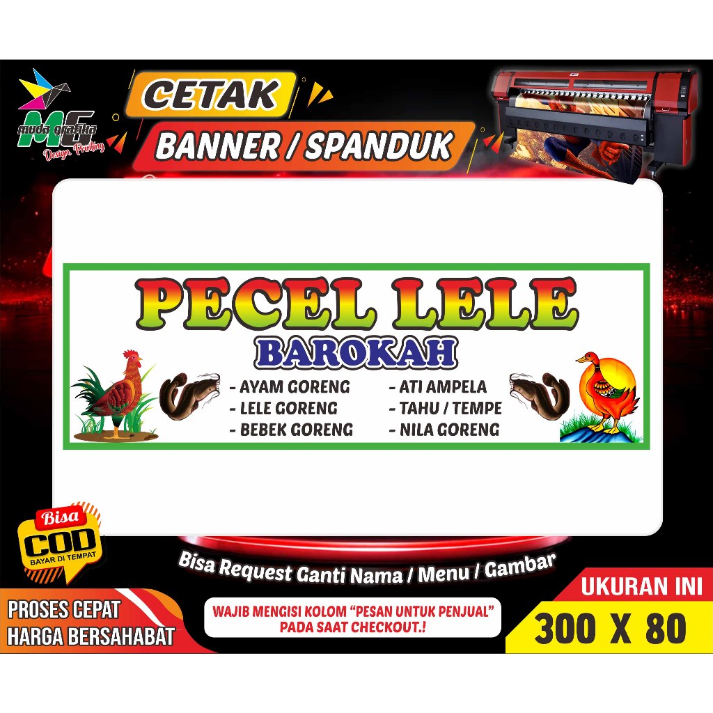 Jual SPANDUK PECEL LELE l BANNER PECEL LELE 300x80 | Shopee Indonesia
