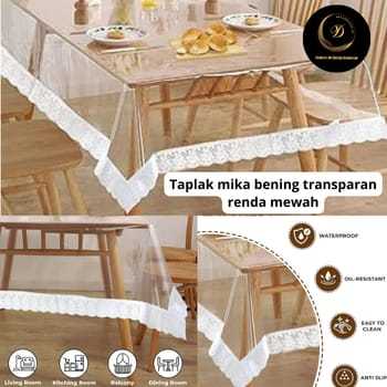 Jual Taplak meja Plastik Mika Bening Transparan Waterproof - Taplak Anti 6 8 Kursi | Shopee ...