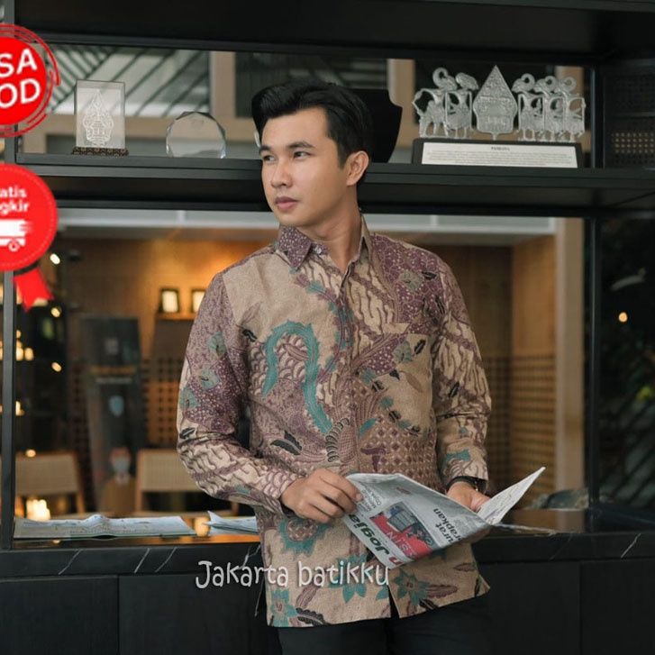 Jual Batik pria lengan panjang premium dobby exclusive motif burung ...
