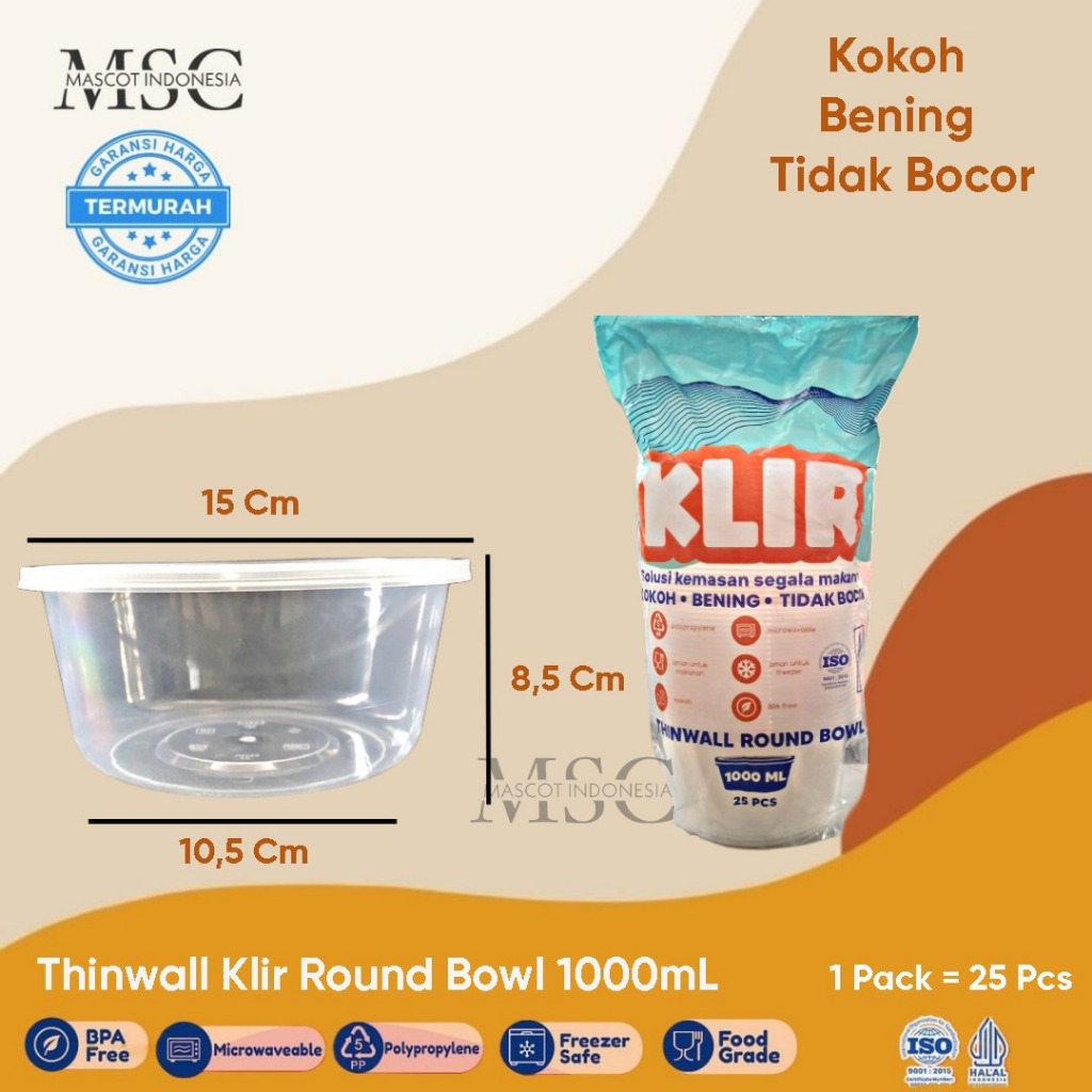 Jual KLIR Thinwall Kliir Round Bowl 1000mL | Shopee Indonesia