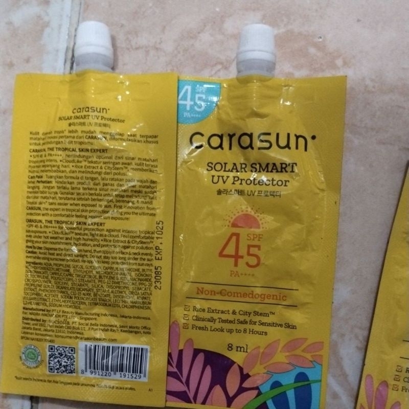 Jual CARASUN SOLAR SMART UV PROTECTOR SPF 45 UKURAN 8ML | Shopee Indonesia