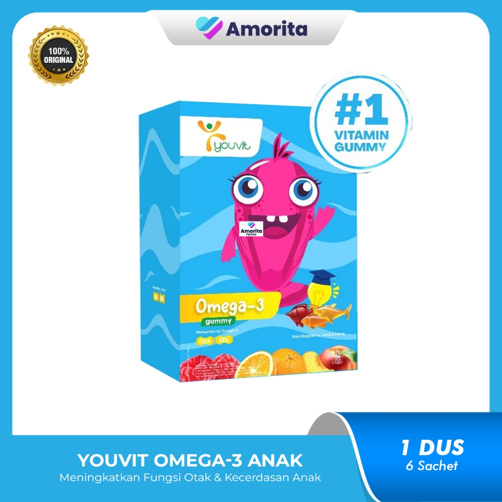 Jual Youvit Omega 3 Anak 1 Box 6 Sachet - Minyak Ikan untuk Otak & Mata ...