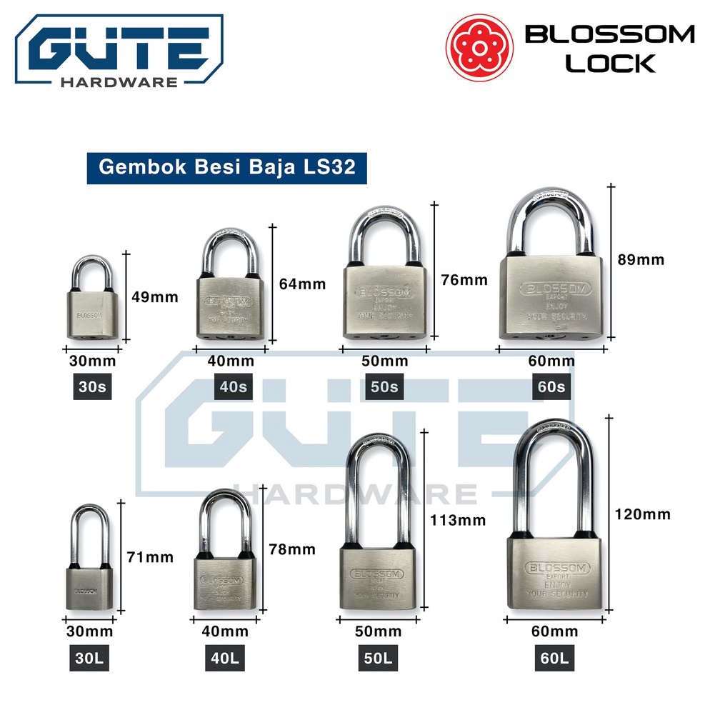 Jual Spesial Promo Gembok Besi Baja Blossom Tipe LS 32 Best Seller Untuk Pintu Pagar Kantor Toko ...