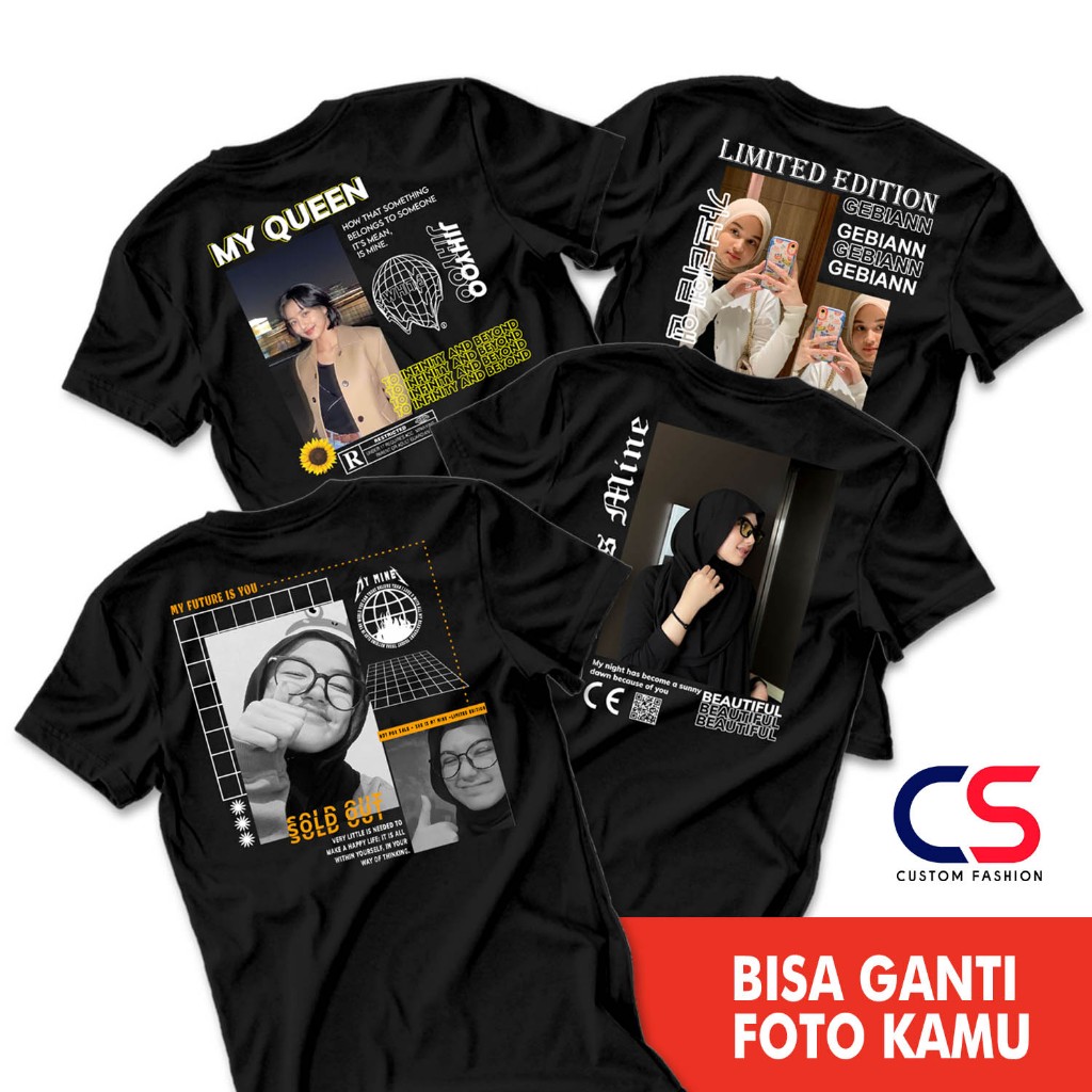 Jual Custom Kaos Desain Aesthetic / Custom Baju Kaos Foto / Kaos Bucin ...