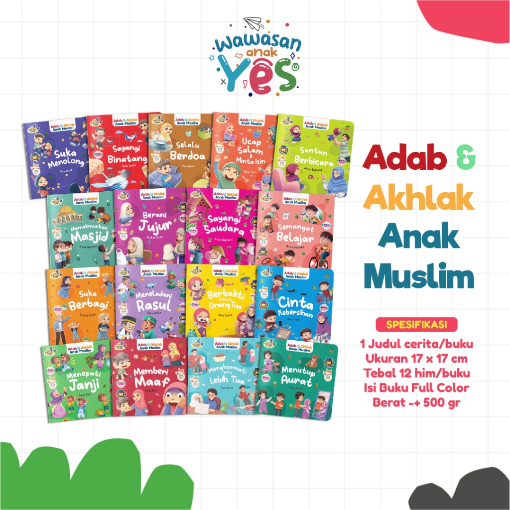Jual buku 17 buku SERI CERITA ADAB DAN AKHLAK ANAK islami umur 1 2 3 tahun tk sd paud ziyadbooks ...