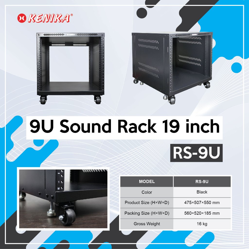Jual Kenika Sound Rack RS-9U Audio Rack 9U (H475 x W507 x D550 mm) | Shopee Indonesia