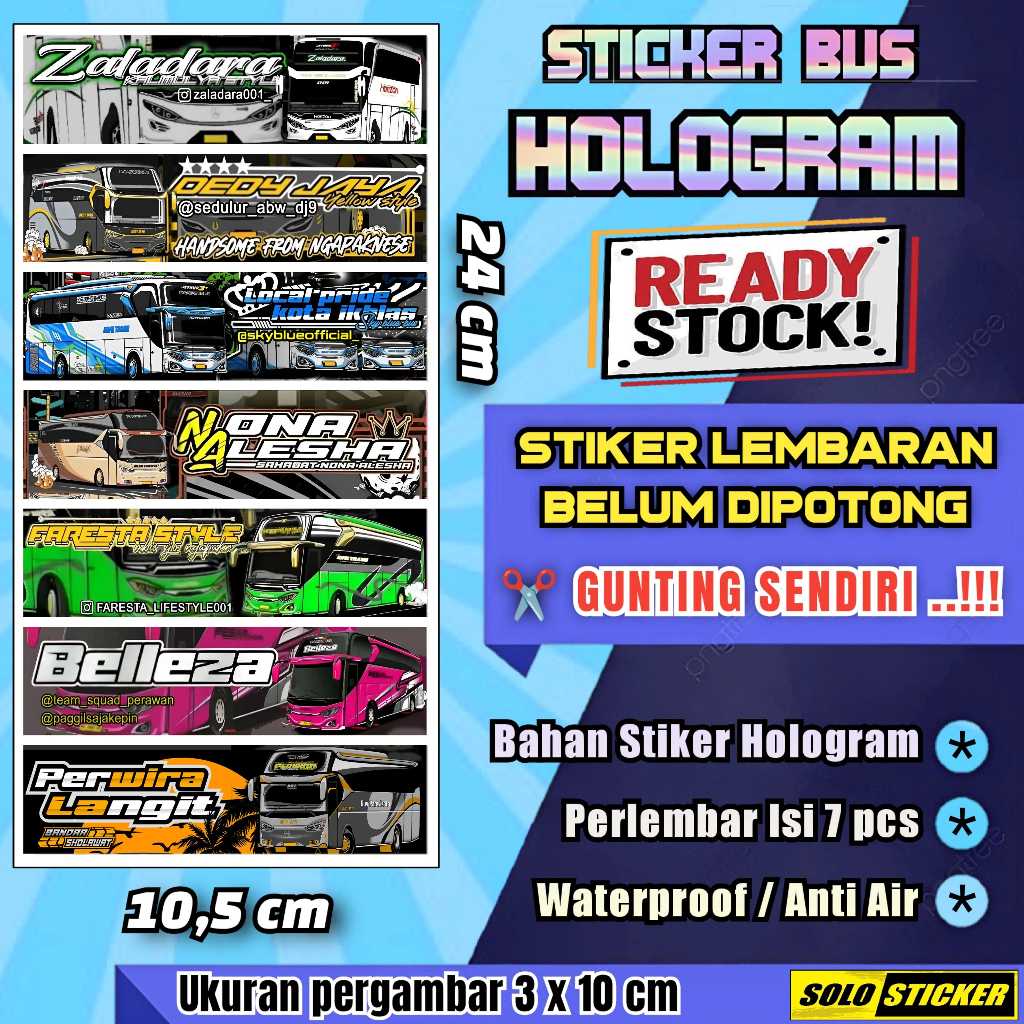 Jual Stiker Bus Panjang Hologram Lembaran Isi 7pc | Shopee Indonesia