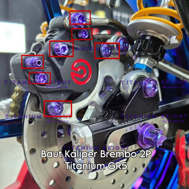 Jual Baut Titanium Kaliper Brembo 2P Khusus Brembo Original Titanium GR5 (HARGA 7 BIJI) | Shopee ...