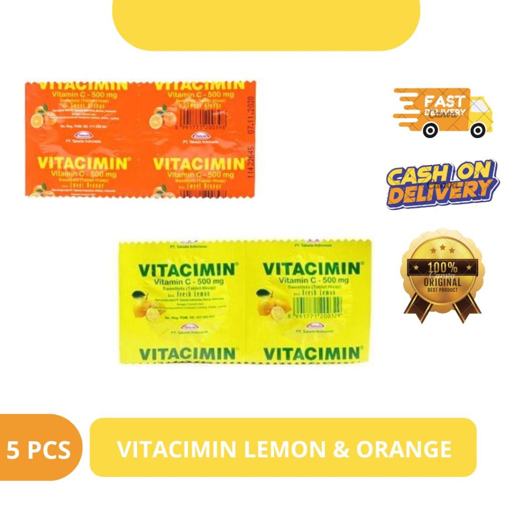 Jual VITACIMIN LEMON/ORANGE 5 STRIP | Shopee Indonesia