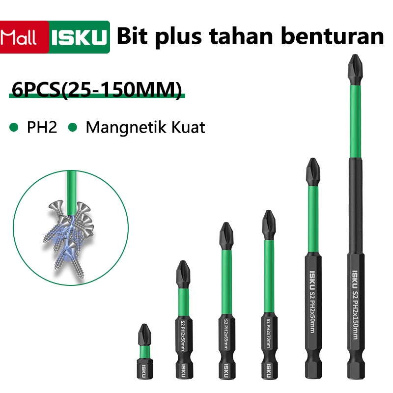 Jual ISKU Mata Obeng Set Bolak Balik 6pcs/Mata Obeng Angin Plus Minus ...