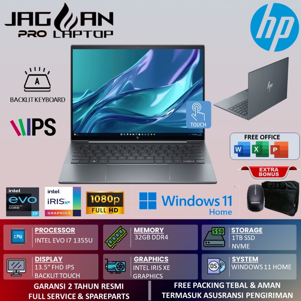 Jual Laptop HP Elitebook DragonFly G4 Intel Evo I7 1355U 32GB 1TB FHD ...