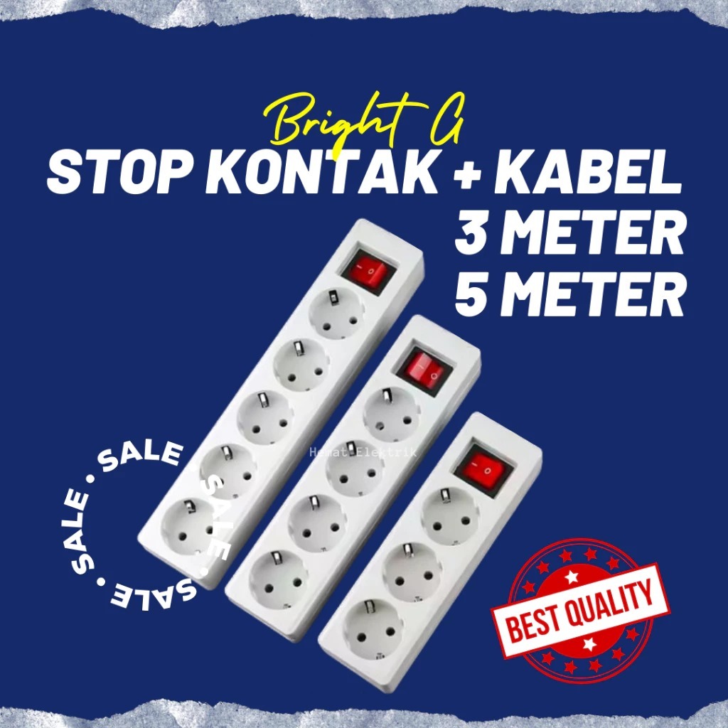 Jual Stop Kontak Colokan Listrik Kabel 3 4 5 Lubang SNI Bright G ...