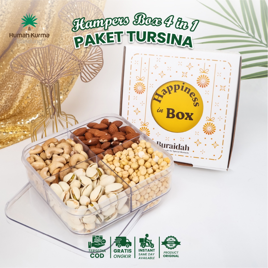 Jual Buraidah Paket Tursina Hampers Snack Kacang-Kacangan Box 4 in 1 Sekat Cemilan Sehat Organik ...