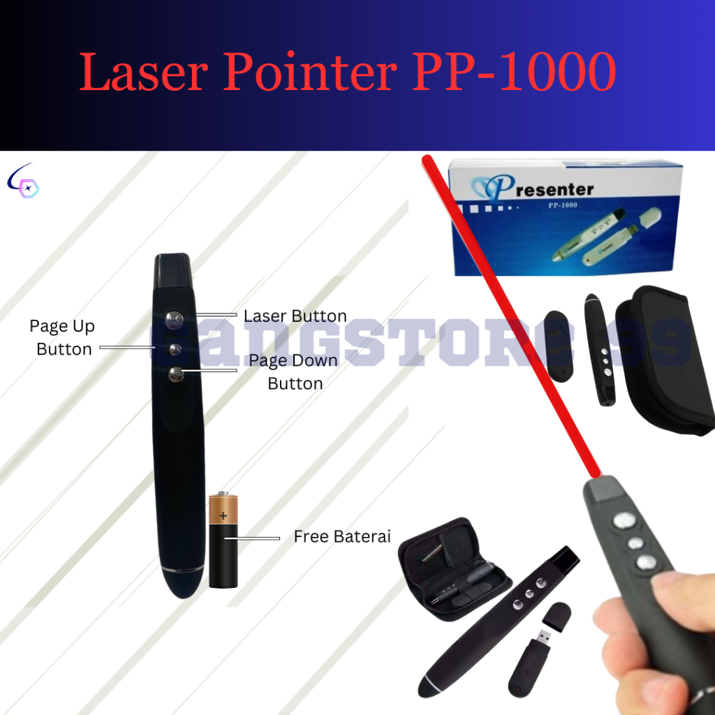 Jual LASER POINTER PRESENTER PP-1000 Laser Pointer PP 1000 / Wireless ...