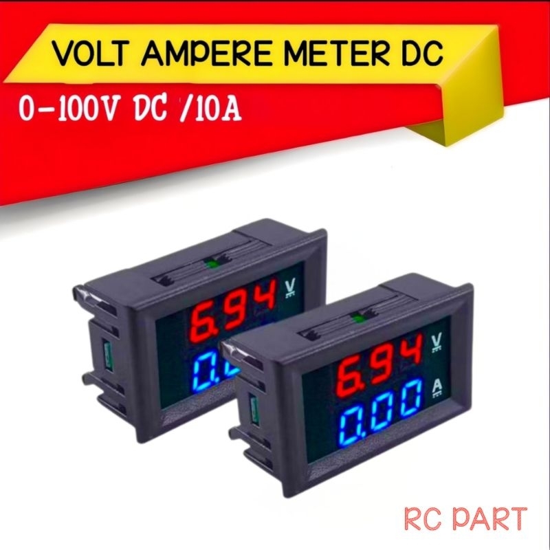 Jual Volt Ampere meter DC Dual Display Blue Red 0-100v 10A | Shopee Indonesia