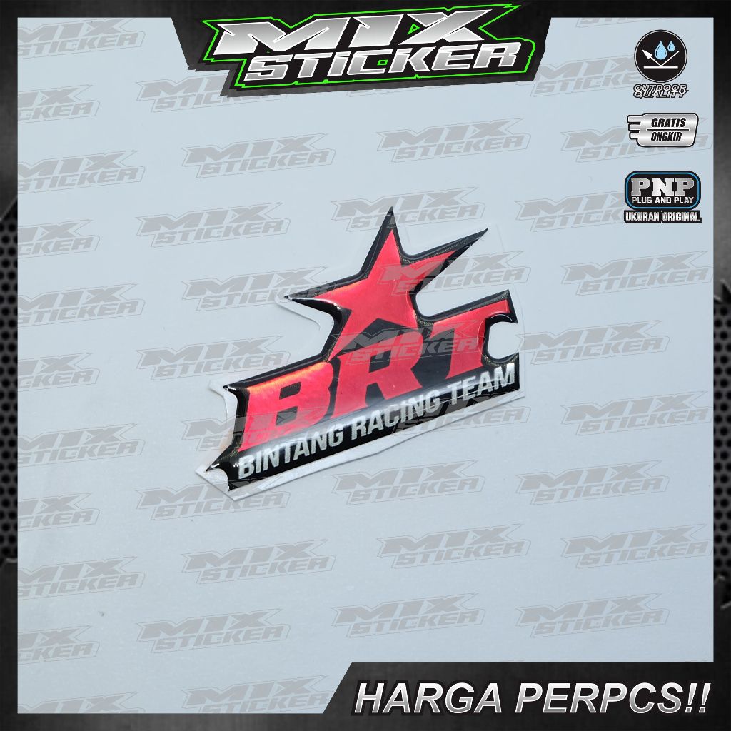 Jual stiker timbul brt / stiker emblem bintang racing team / stiker ...
