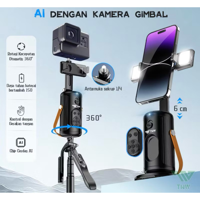 Jual PandaCase - Portable Face Tracking Tripod AI Gimbal Stabilizer Bluetooth Handphone ...