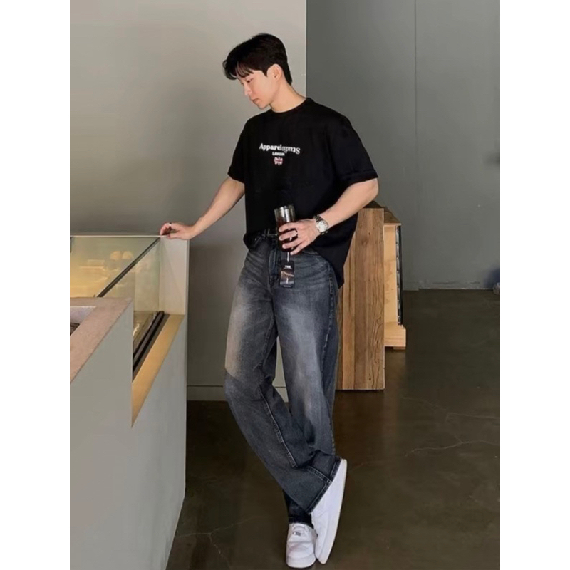 Jual Celana Jeans Wide Leg Wisker Lebar Gombrong Skena Blackwash Skena ...