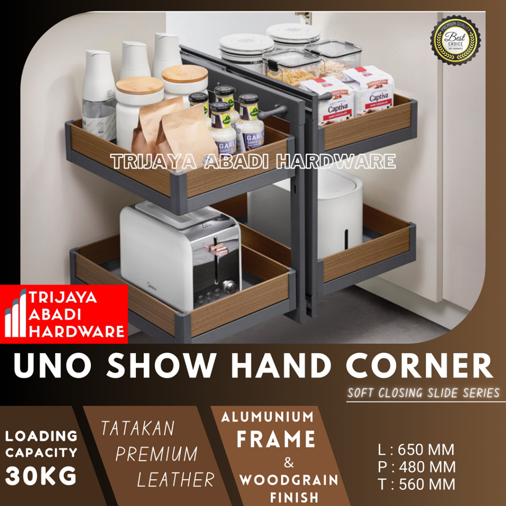 Jual Uno Show Hand Corner Rak Dapur Bawah Serbaguna Soft Closing Slide ...
