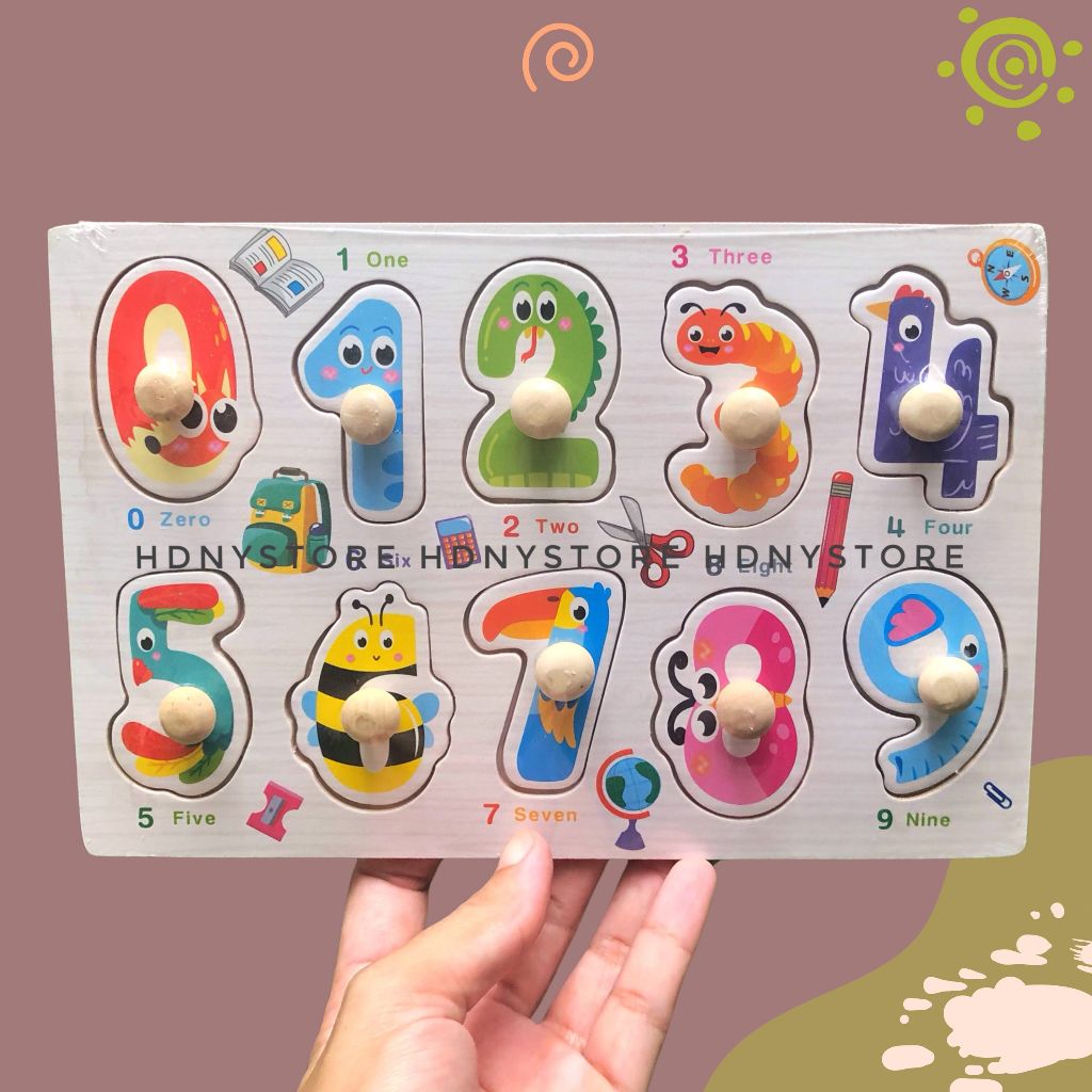 Jual Mainan Puzzle Knob Kayudengan pegangan Wooden Puzzle Jigsaw Puzzle ...