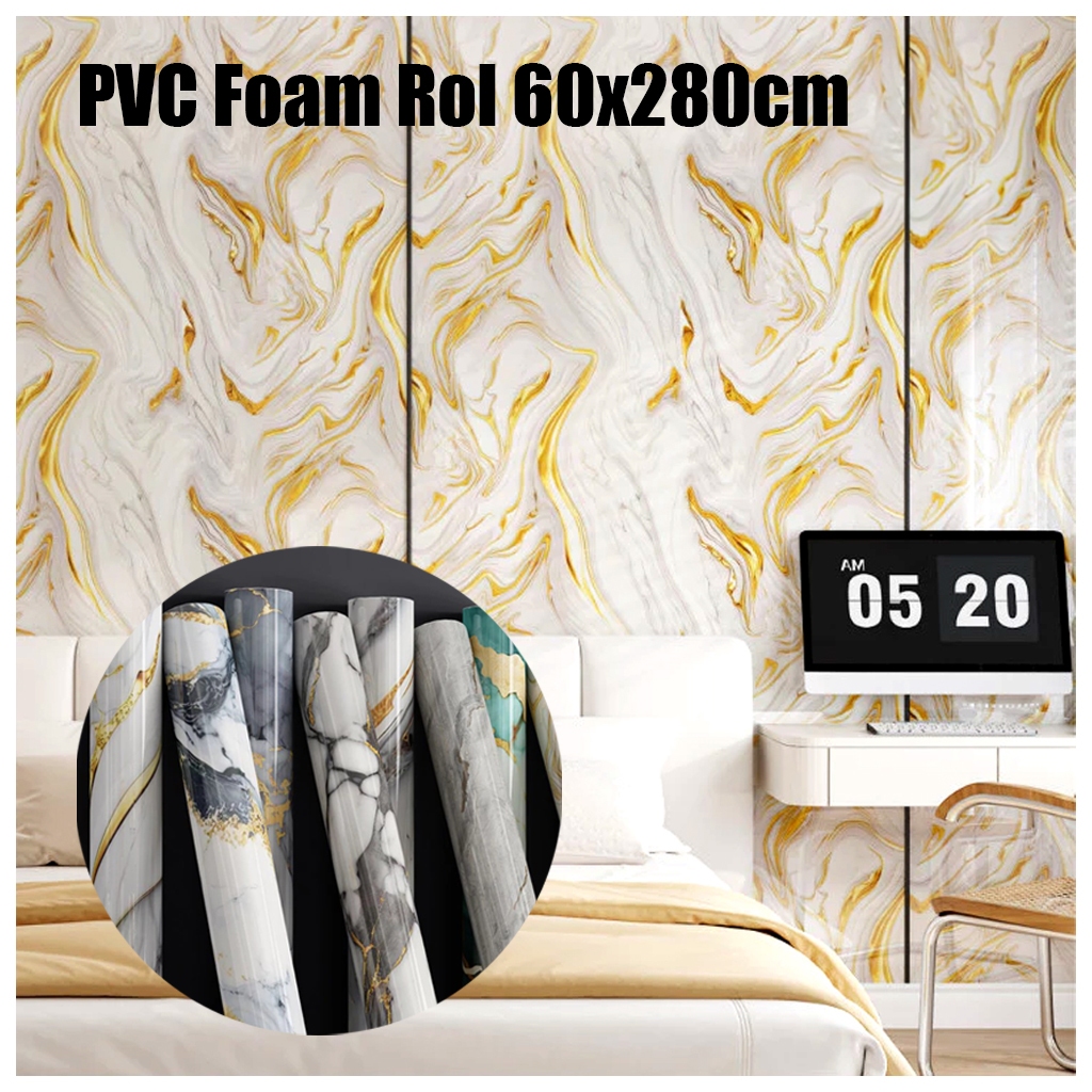 Jual Wallpaper Rol Stiker Dinding PVC Foam Stiker Tile Vinyl 60x280cm ...