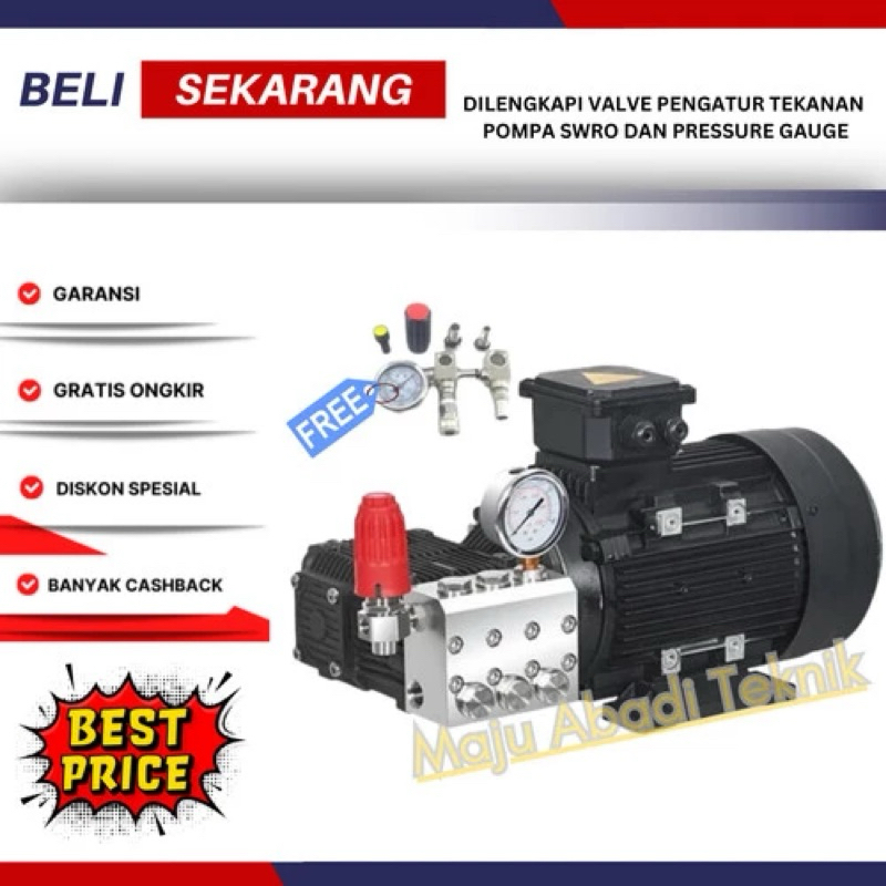 Jual POMPA PLUNGER SWRO 8LPM 100BAR HIGH PRESSURE SEA WATER POMPA ...