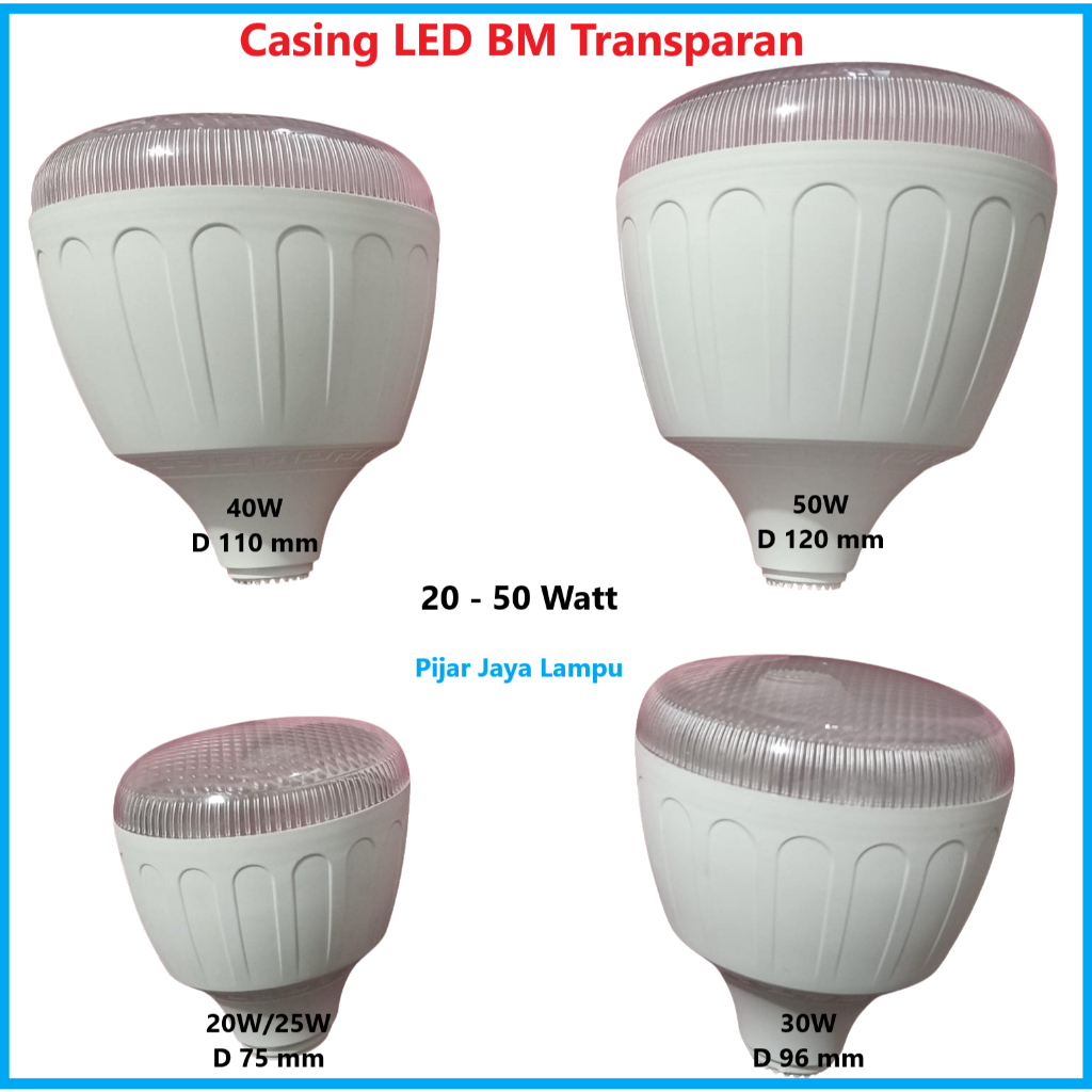 Jual Casing Lampu LED BM Transparan 20 30 40 50 Watt Bahan Tebal ...