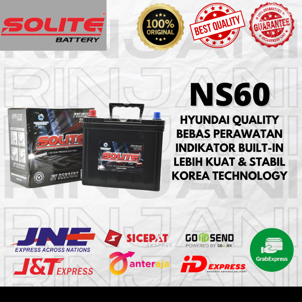 Jual AKI MOBIL KERING 50 AMPER NS60 // MF65B24R SOLITE BATTERY untuk ...