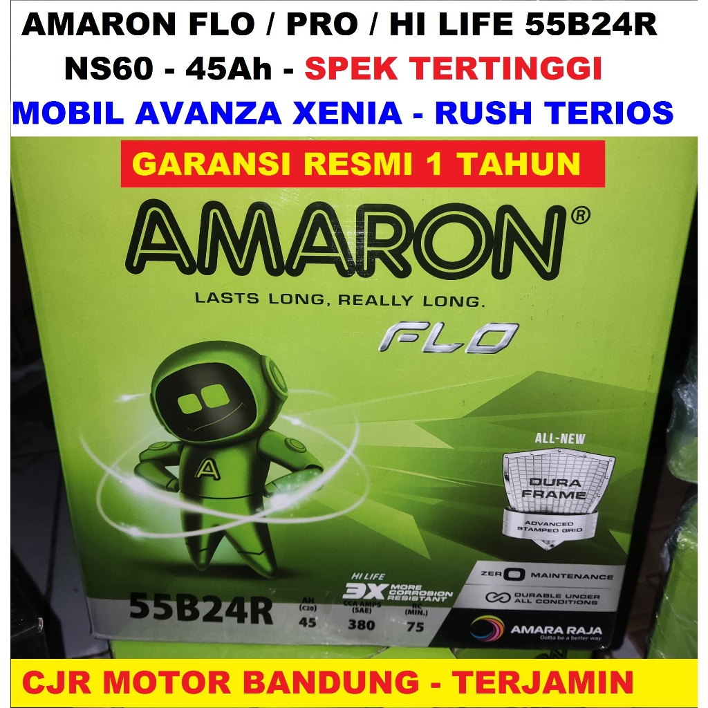 Jual AMARON FLO MF 55B24R NS60 aki upgrade mobil AVANZA VELOZ RUSH XENIA SPEK TERTINGGI GARANSI ...