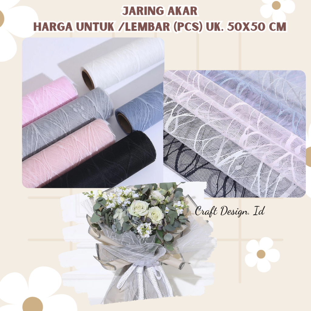 Jual Tille Akar Buket Bunga /Mesh Ranting ukuran 50x50 cm | Shopee ...