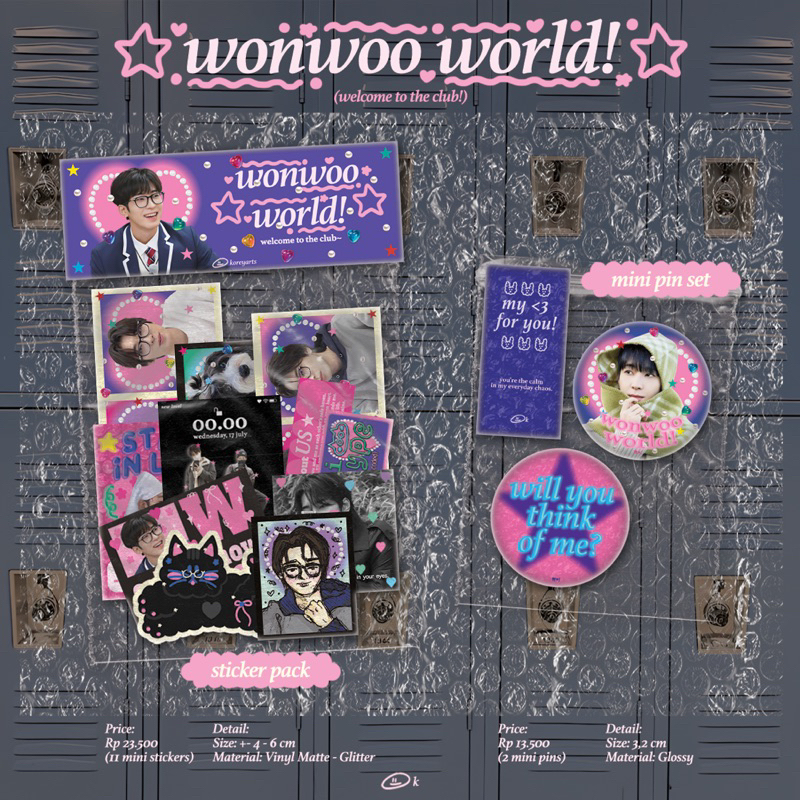 Jual Wonwoo World: Sticker Pack & Mini Pin Set | Shopee Indonesia