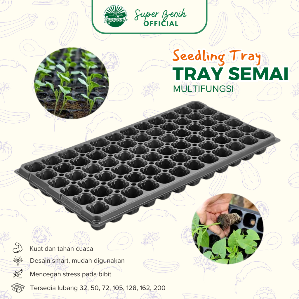 Jual Tray Semai Bibit Sayuran, Bunga, Lubang 32, 50, 72, 105, 128, 162 ...