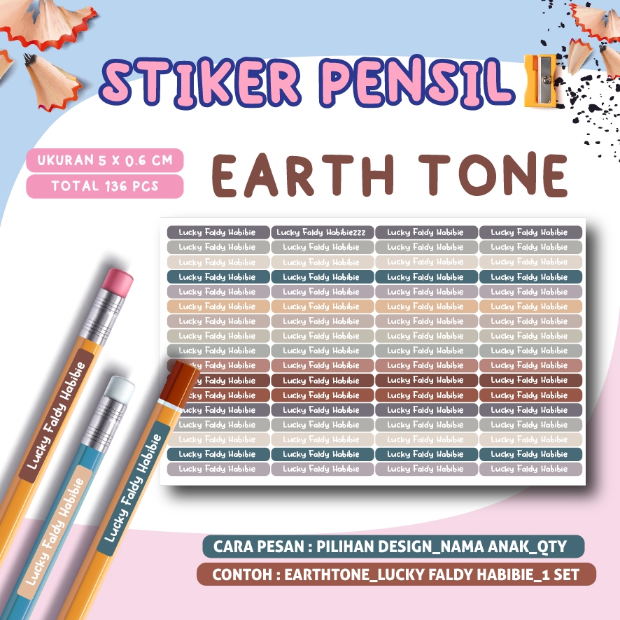 Jual HJK STIKER PENSIL WATERPROOF ISI 136 pcs / STIKER LABEL NAMA ...