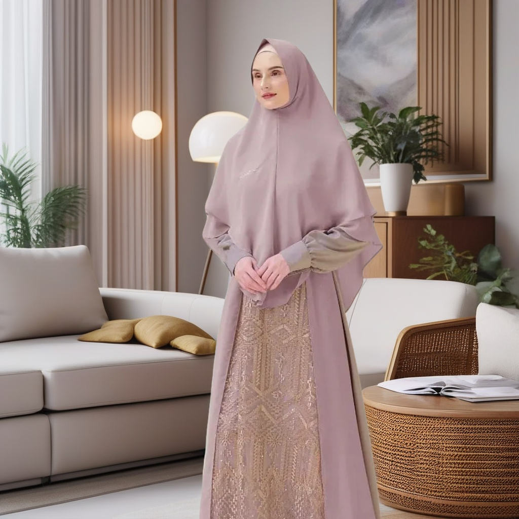 Jual BAJU GAMIS HIJAB HAITWO PREMIUM KHADIJAH ROSE CHOCO / SET GAMIS ...